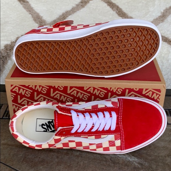 Vans | Shoes | Vans Old Skool Primary Check Rng Redwhite Wmns | Poshmark